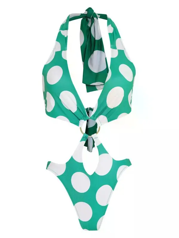 AMIR SLAMA Polka-dot Swimsuit - Green