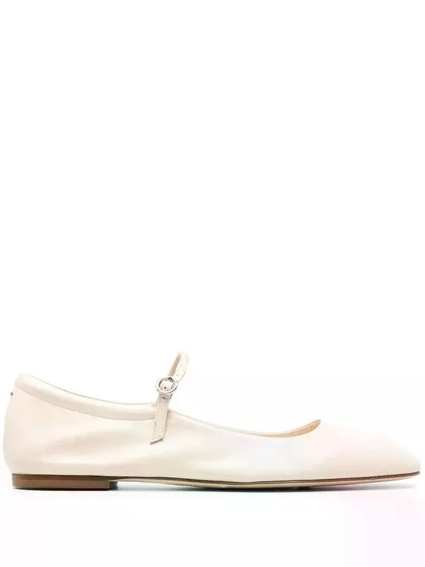 AeydĒ Mary Jane Leather Ballerina Shoes - Neutrals