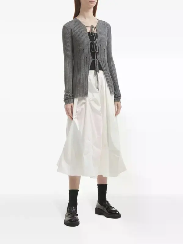 B+AB Distressed Ribbed-knit Cardigan