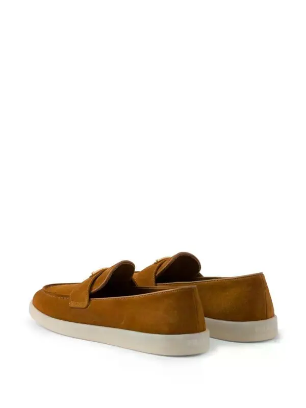 Prada Suede Loafers With Enameled Triangle Logo