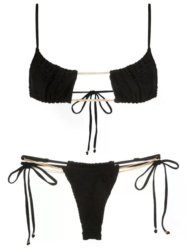 AMIR SLAMA Chain-link Textured-finish Bikini - Black