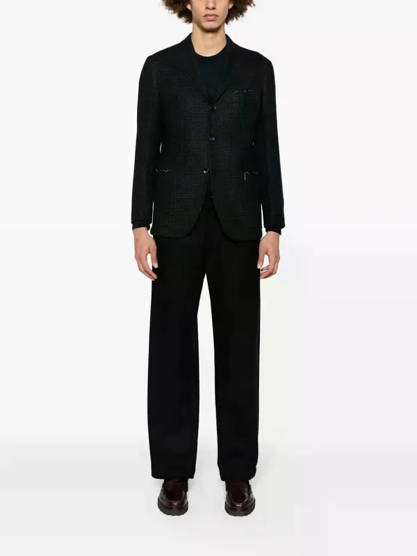 SARTORIO NAPOLI Plaid-check Wool Blend Blazer - Black
