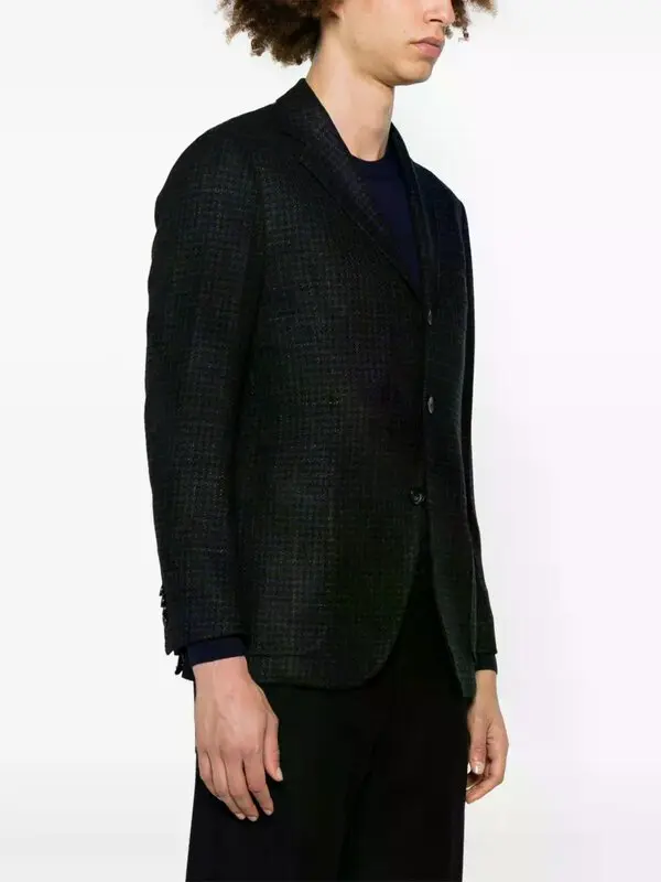 SARTORIO NAPOLI Plaid-check Wool Blend Blazer - Black