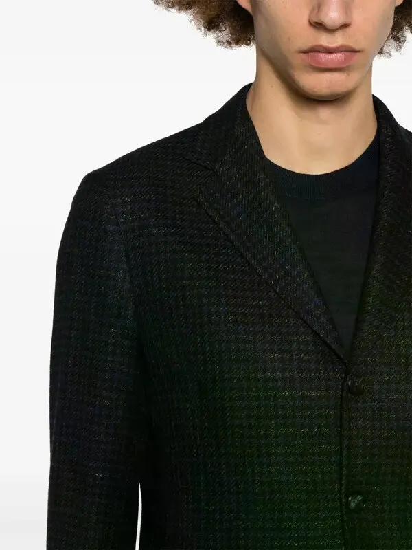 SARTORIO NAPOLI Plaid-check Wool Blend Blazer - Black