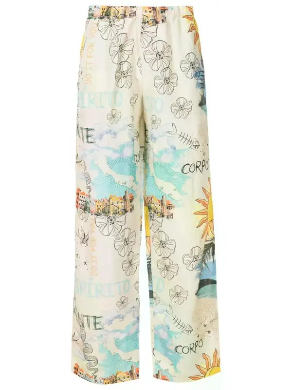 AMIR SLAMA Graphic-print Elastic-waist Trousers