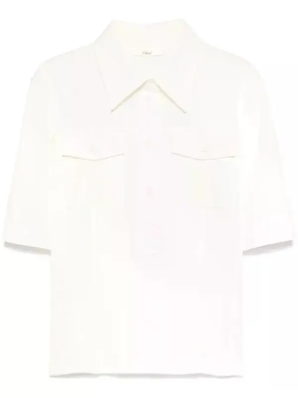 Chloé Logo-embroidered Polo Top - Neutrals