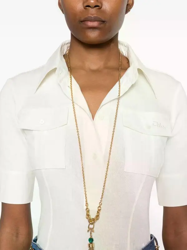 Chloé Logo-embroidered Polo Top - Neutrals