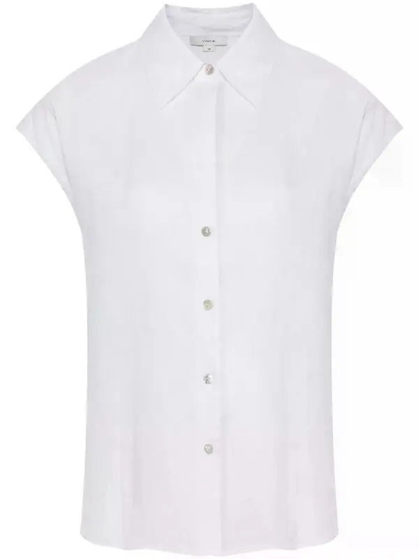 Vince Short-sleeve Linen Shirt - White
