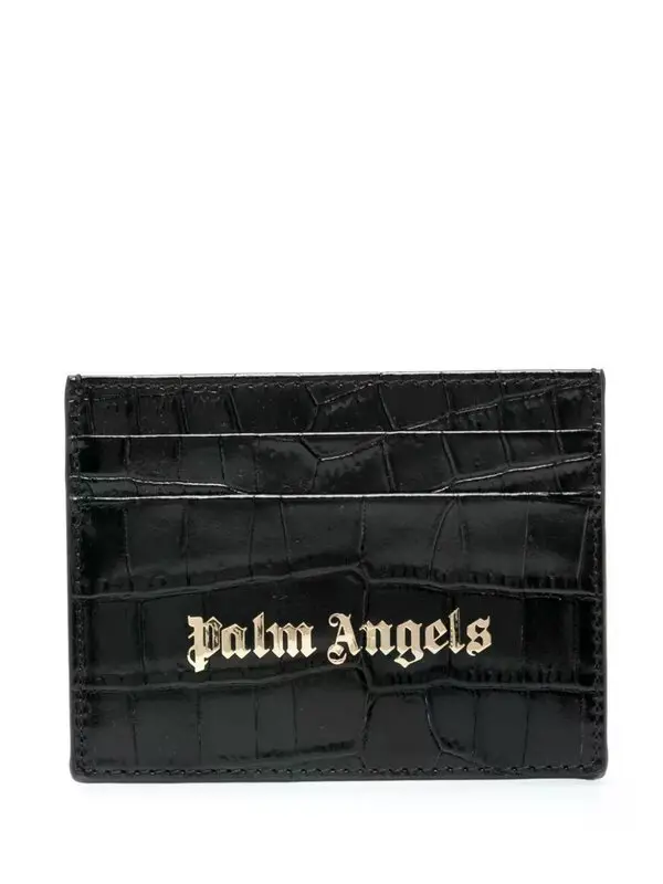 Palm Angels Crocodile-effect Leather Cardholder - Black