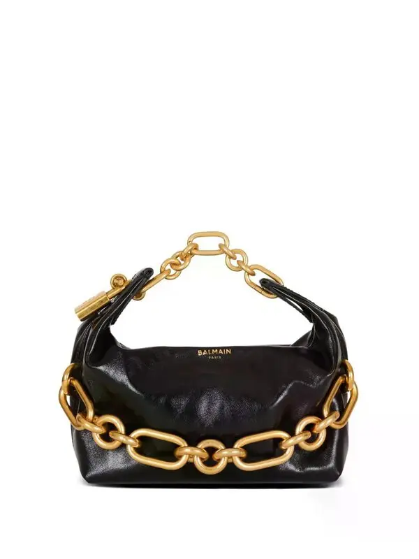 Balmain Sync Mini Bag In Calfskin Leather - Black