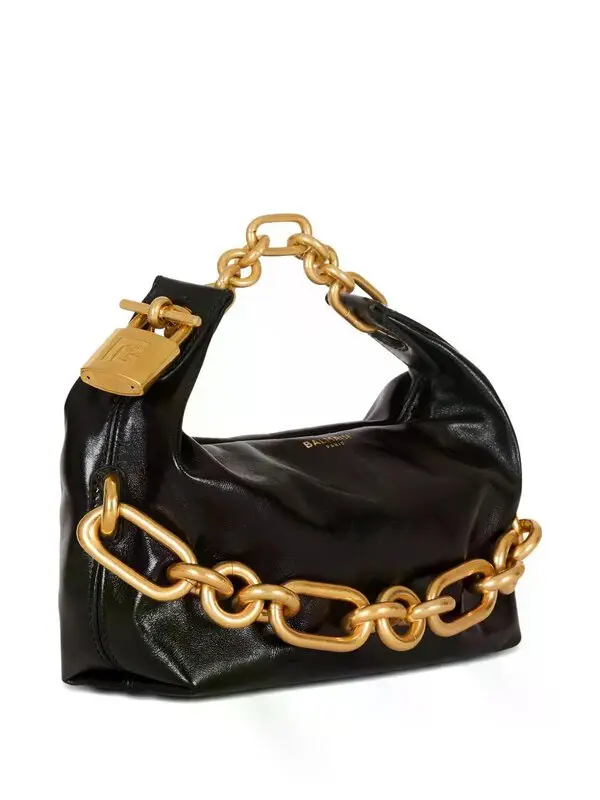 Balmain Sync Mini Bag In Calfskin Leather - Black