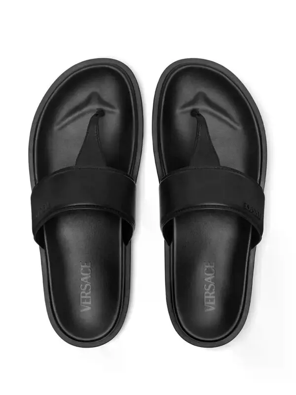 Versace Logo-embossed Leather Sandals