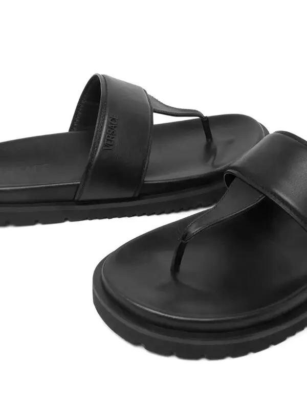 Versace Logo-embossed Leather Sandals