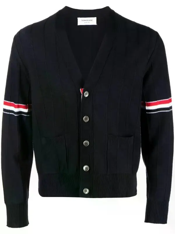 Thom Browne Rwb Stripe V-neck Cardigan