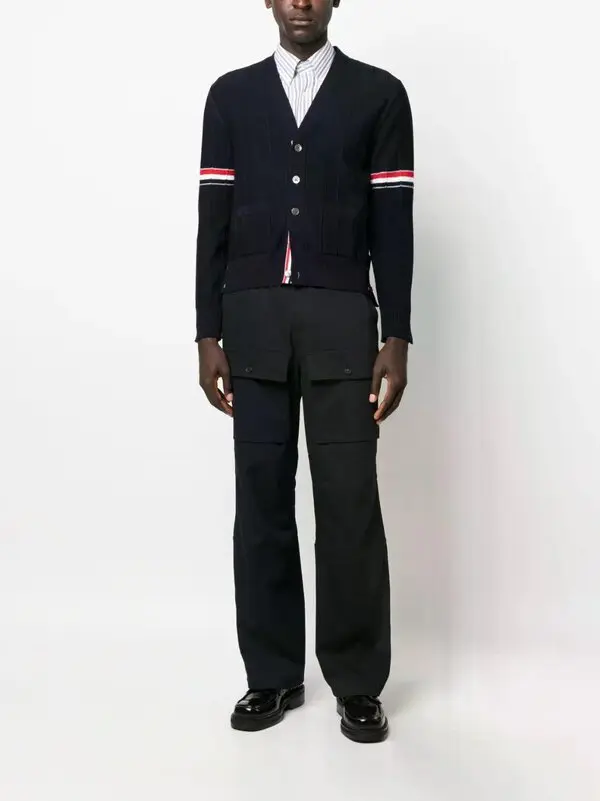 Thom Browne Rwb Stripe V-neck Cardigan