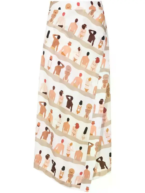 AMIR SLAMA Graphic-print Wrap Midi Skirt