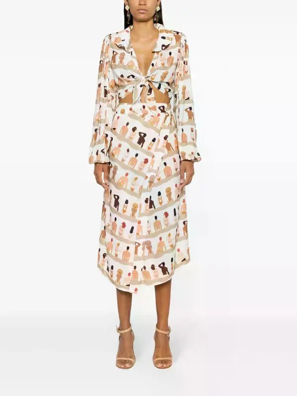 AMIR SLAMA Graphic-print Wrap Midi Skirt