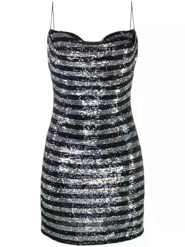 Balmain Striped Sequinned Tulle Minidress