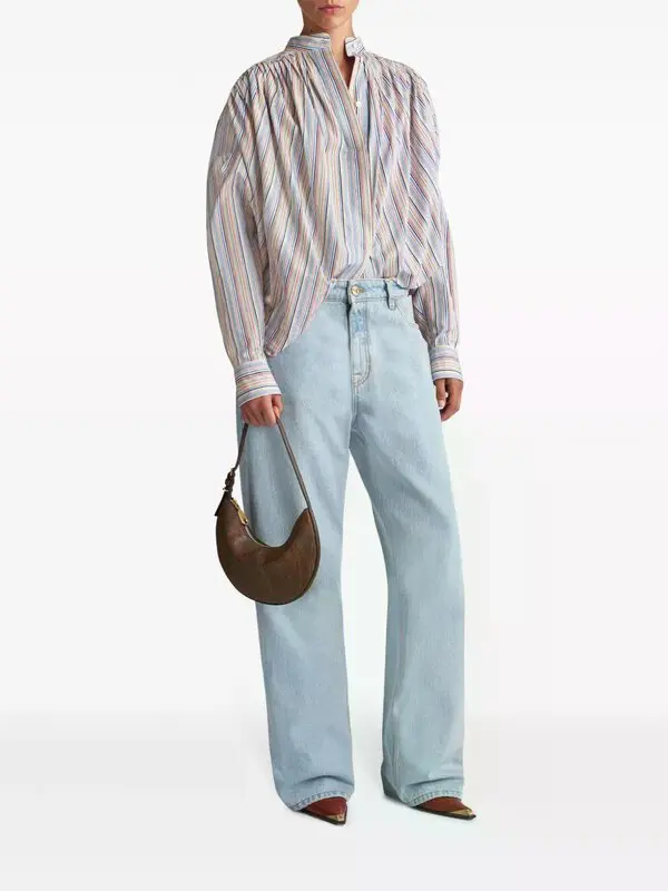 Etro Striped Gathered Cotton Blouse