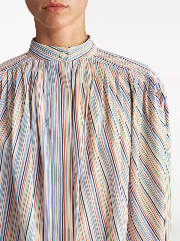 Etro Striped Gathered Cotton Blouse