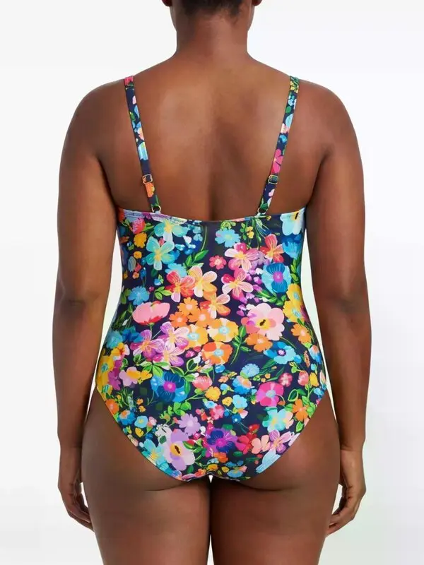Johnny Was Ruched Floral Print One-piece Swimsuit - Blue