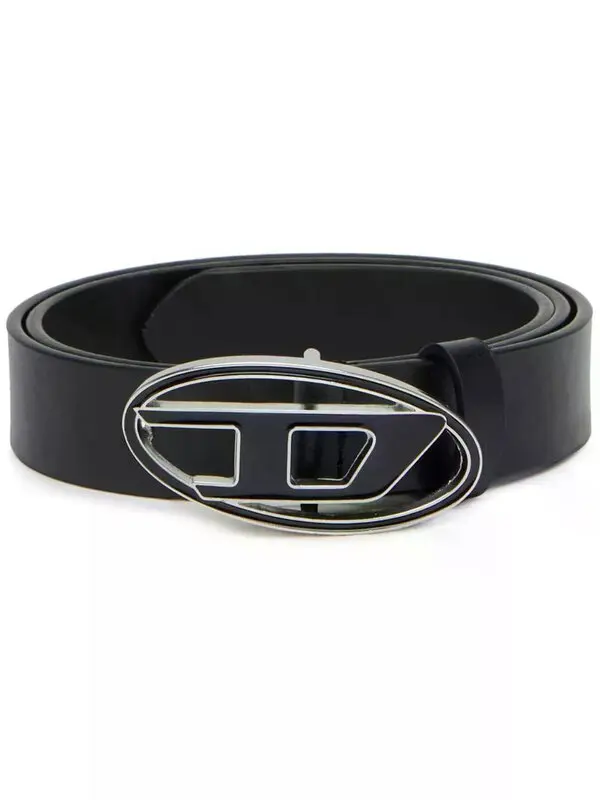DIESEL® 1dr Logo-buckle Leather Belt - Black