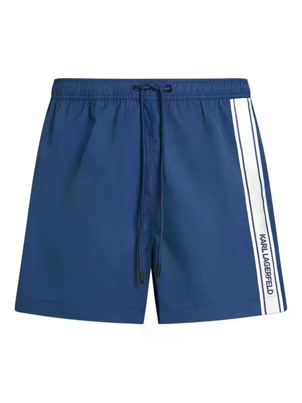 Karl Lagerfeld Elongated-logo Swim Shorts - Blue