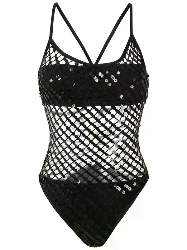 AMIR SLAMA Sequin Embellished Swimsuit - Black