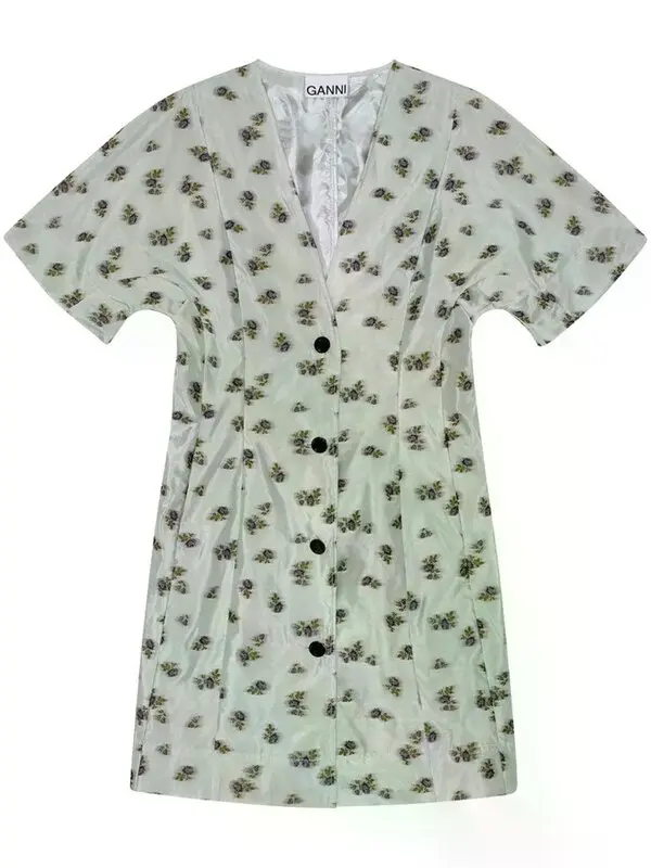 GANNI Floral Print Buttoned Minidress