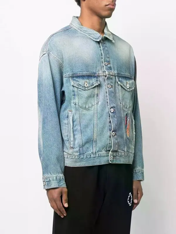 COUNTY OF MILAN Embroidered Feather Denim Jacket