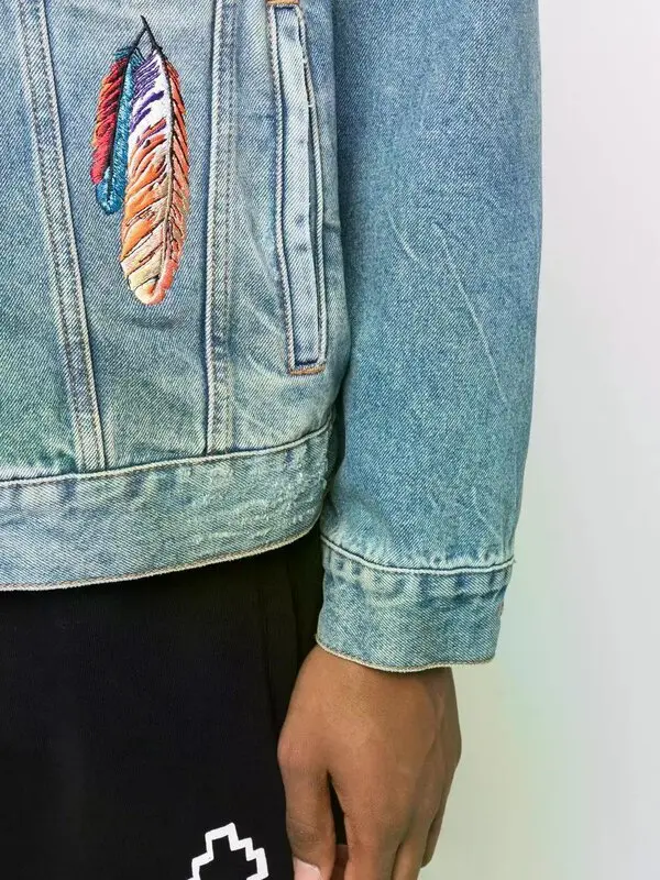COUNTY OF MILAN Embroidered Feather Denim Jacket