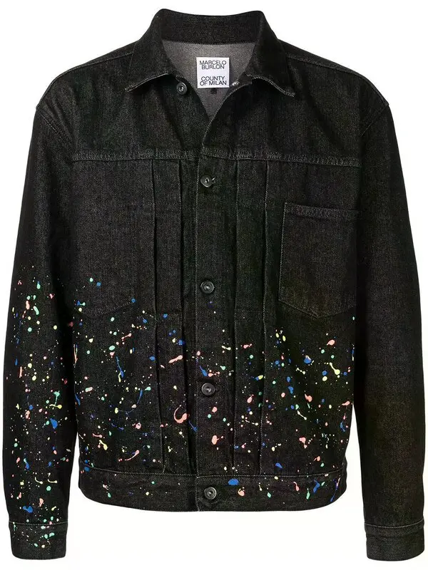 COUNTY OF MILAN Marcelo Burlon Paint-splatter Denim Jacket