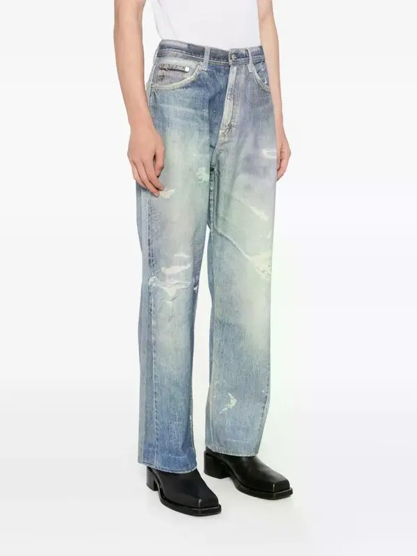 Our Legacy Third Cut Wide-leg Distressed Jeans - Blue
