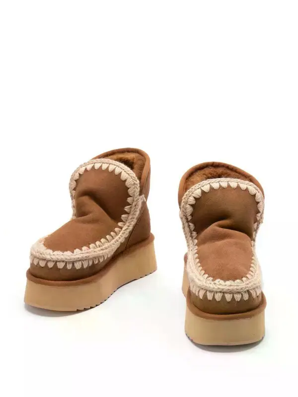 Mou Mini Boots With Decorative Stitching And Platform Sole - Brown