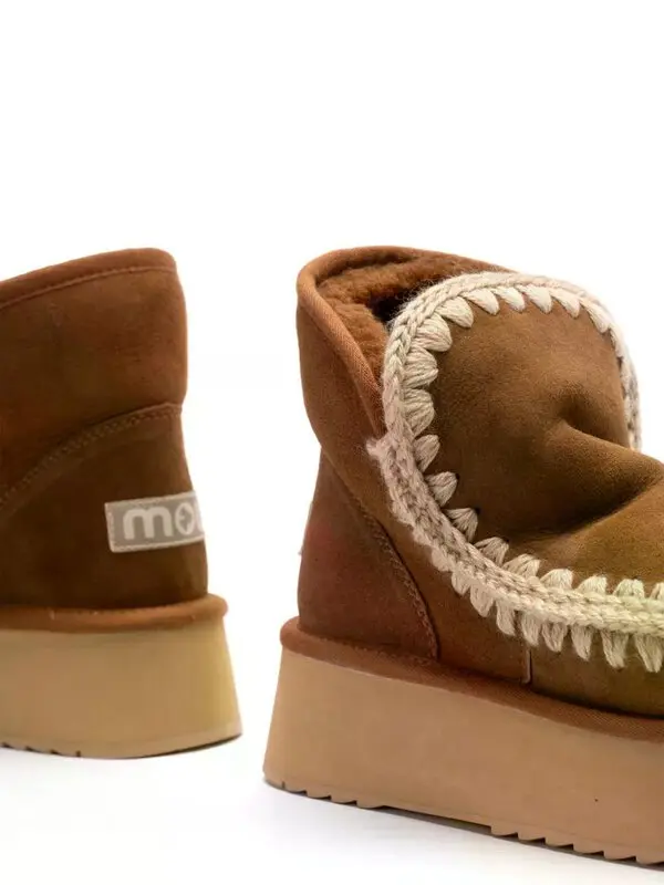 Mou Mini Boots With Decorative Stitching And Platform Sole - Brown