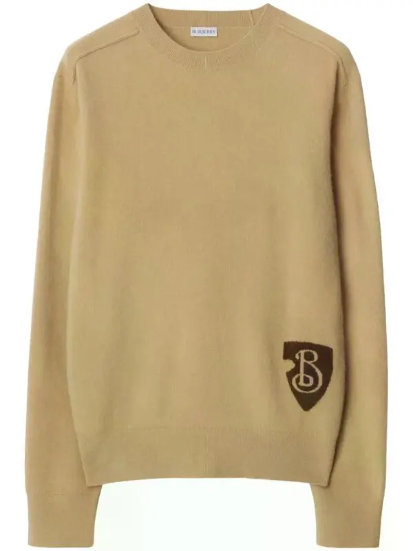 Burberry Intarsia-knit Logo Alpaca-blend Jumper - Neutrals
