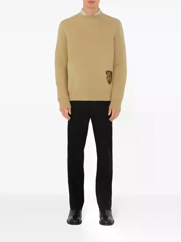 Burberry Intarsia-knit Logo Alpaca-blend Jumper - Neutrals