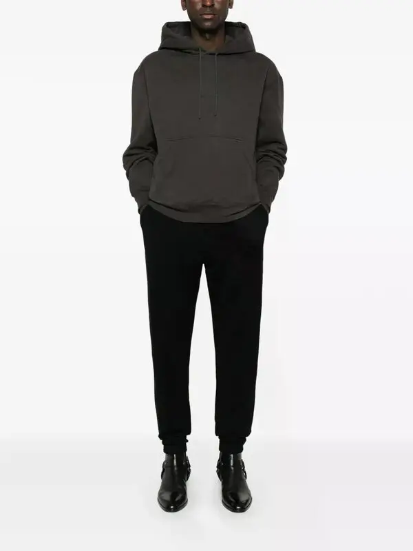 Saint Laurent Logo-embroidered Hoodie - Grey