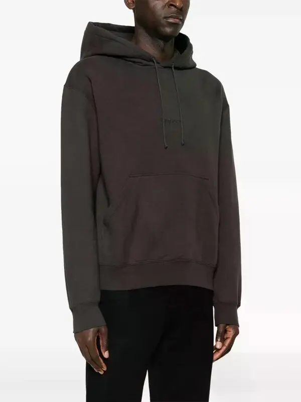 Saint Laurent Logo-embroidered Hoodie - Grey