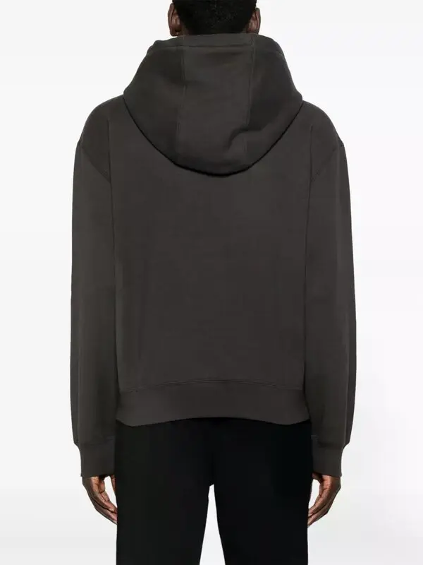 Saint Laurent Logo-embroidered Hoodie - Grey