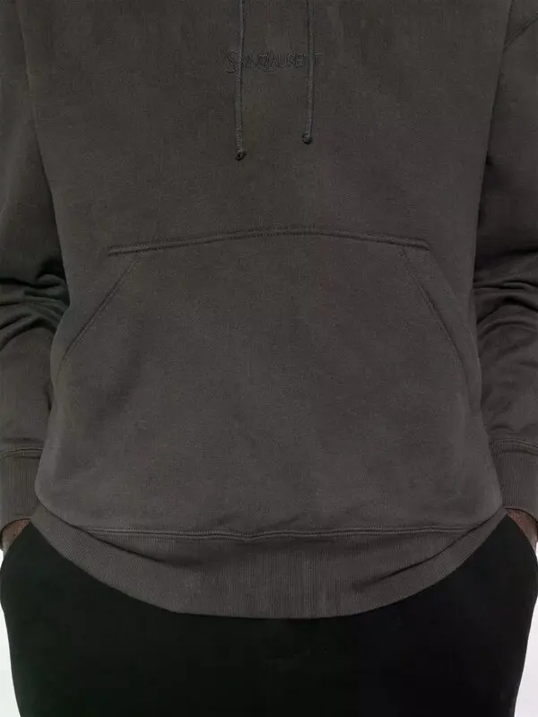 Saint Laurent Logo-embroidered Hoodie - Grey