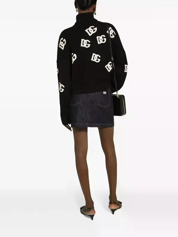 Dolce & Gabbana Intarsia-knit Logo Jumper - Black