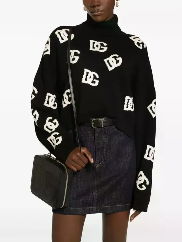 Dolce & Gabbana Intarsia-knit Logo Jumper - Black