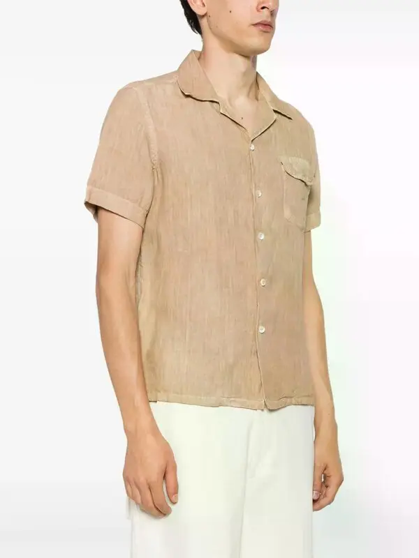 Eleventy Short-sleeve Linen Shirt - Neutrals