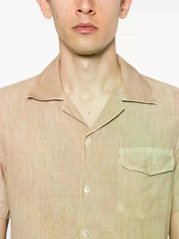 Eleventy Short-sleeve Linen Shirt - Neutrals