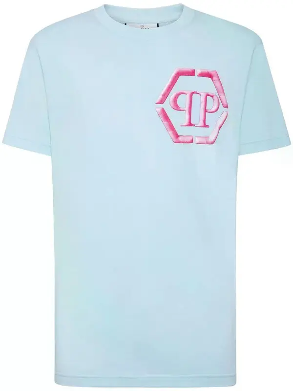 Philipp Plein Hexagon Logo-print Cotton T-shirt - Blue