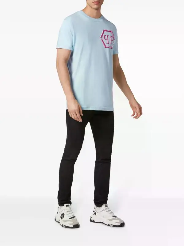 Philipp Plein Hexagon Logo-print Cotton T-shirt - Blue