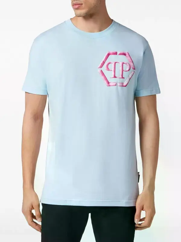 Philipp Plein Hexagon Logo-print Cotton T-shirt - Blue