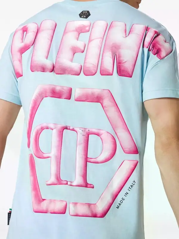 Philipp Plein Hexagon Logo-print Cotton T-shirt - Blue