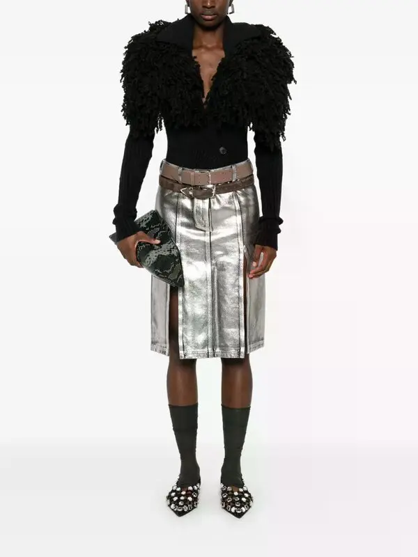 Attico Coated Denim Midi Skirt